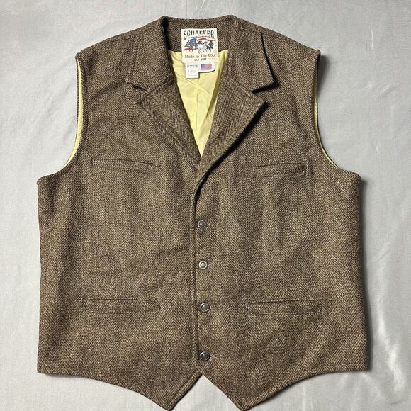 Schaefer | Jackets & Coats | Vintage Schaefer Wool Vest Men Xl Brown ...